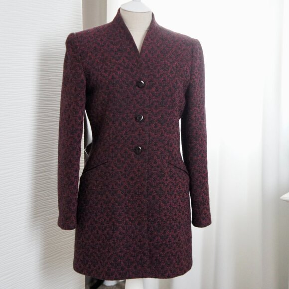 Vintage | Jackets & Coats | Vintage Burgundy Textured Cinched Waist ...